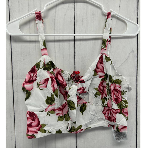Guess | Tops | Guess Floral Smocked Back Front Tie Cropped Tank Top Euc ...